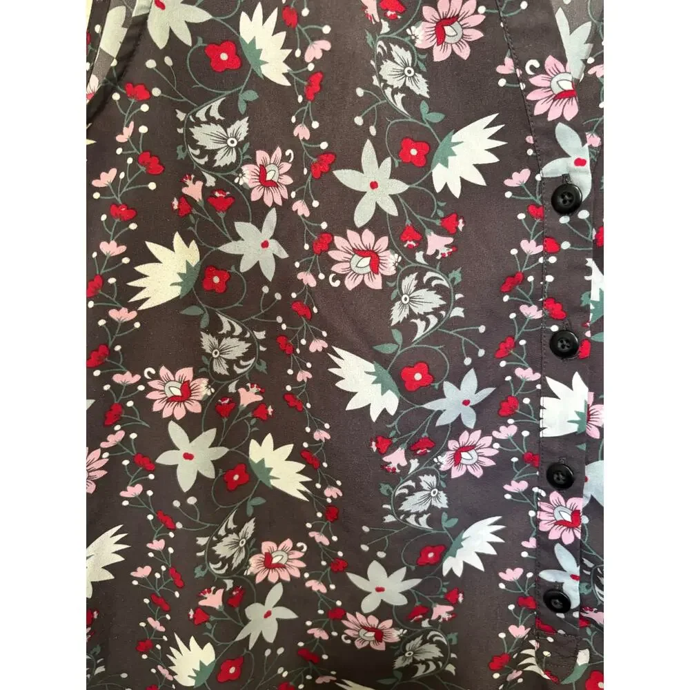 CAbi | Tops | Womens Cabi Fiesta Gray Floral Sleeveless Plaza Blouse ...